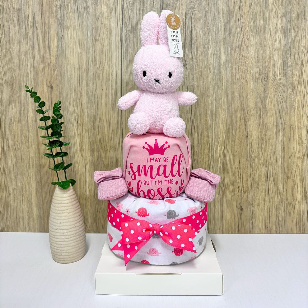 2 Tier I'm The Boss Miffy Diaper Cake Baby Gift Hamper – Diaper Cakes ...