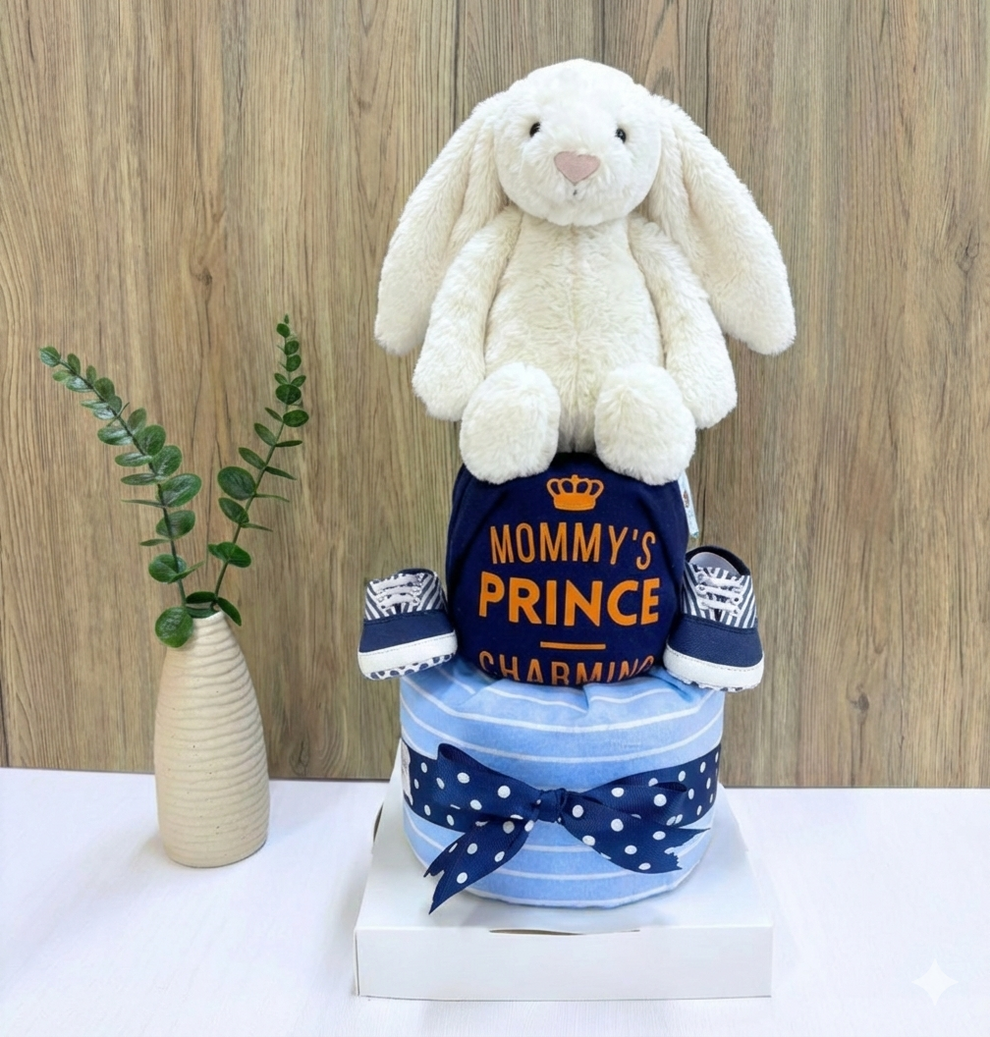 2 Tier Diaper Cake - Bashful Cream Jellycat Baby Gift Hamper – Diaper ...